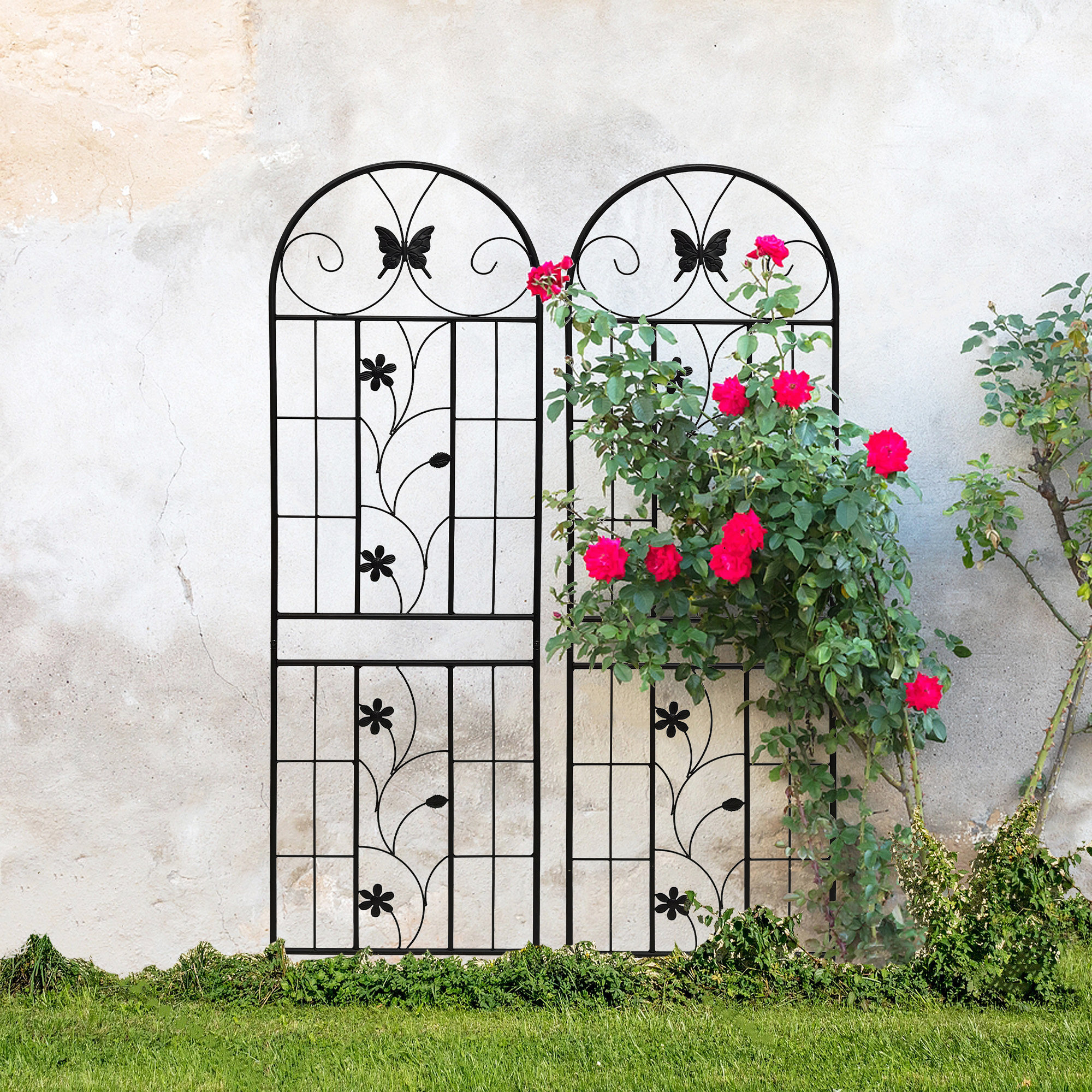 DAPPER DOODLES INC 2 Pack Metal Garden Trellis 19.7" Rustproof Trellis For Climbing Plants ...